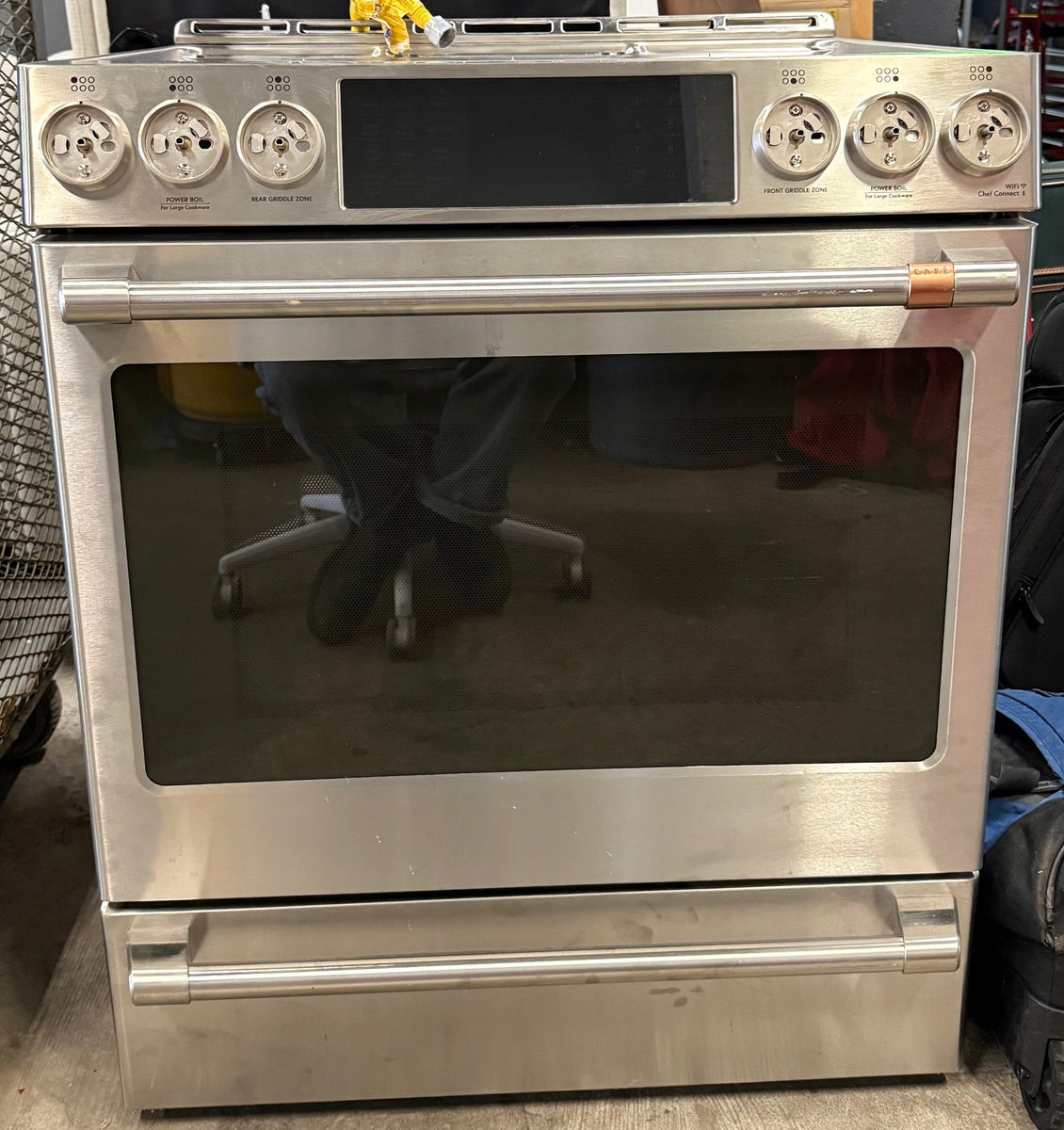 Café 30" Smart Slide-In, Front-Control, Dual-Fuel Range with Warming D ...